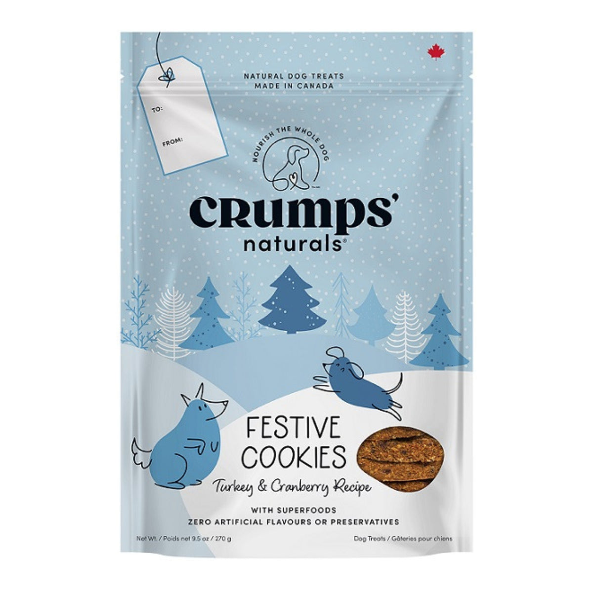 Crumps Dog 9.5oz. Festive Cookies Turkey Cranberry/Dog Treats Biscuits ...